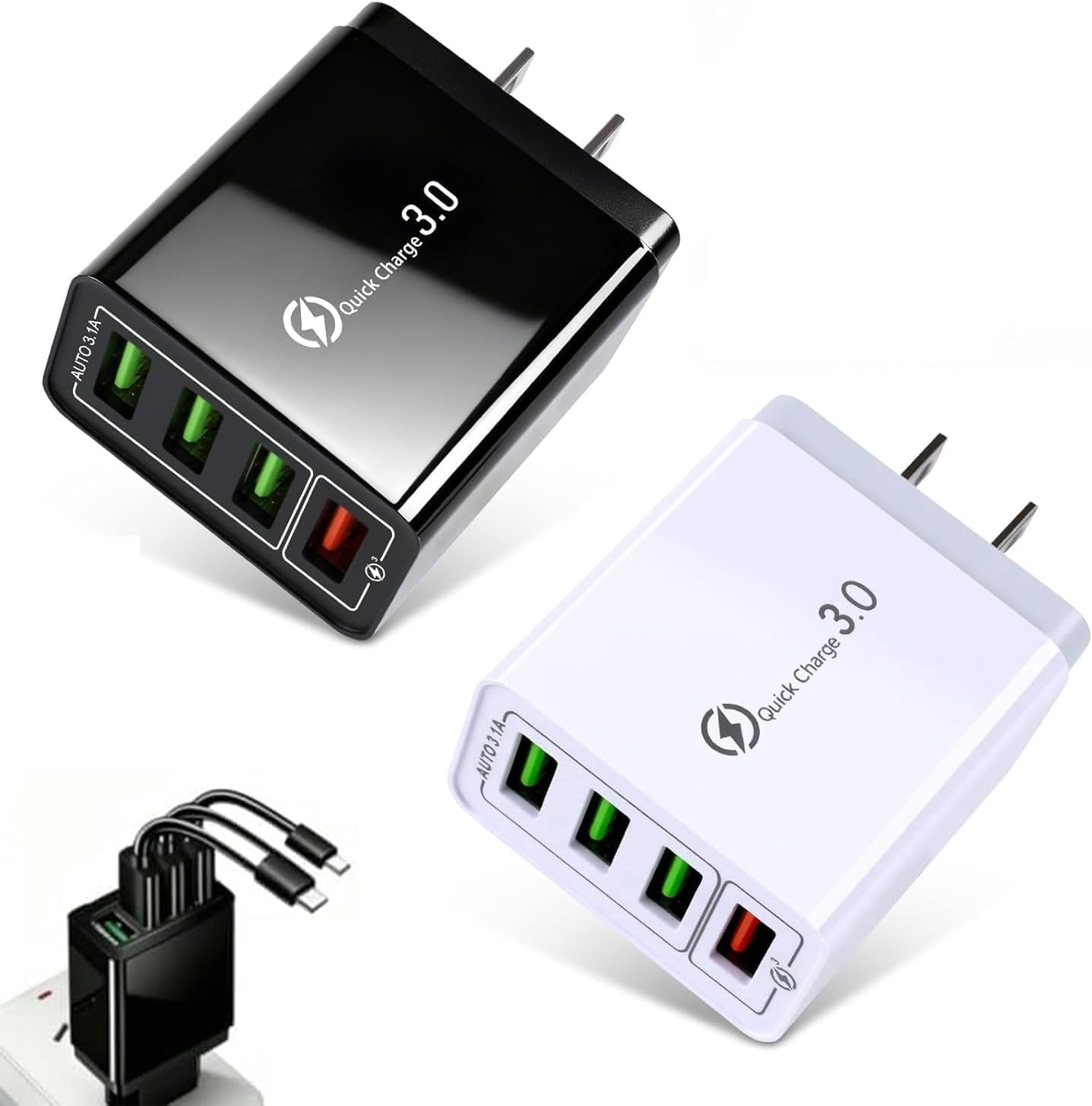 4 Port QC3.0 Fast Charging USB Wall Charger With Temperature Control ...