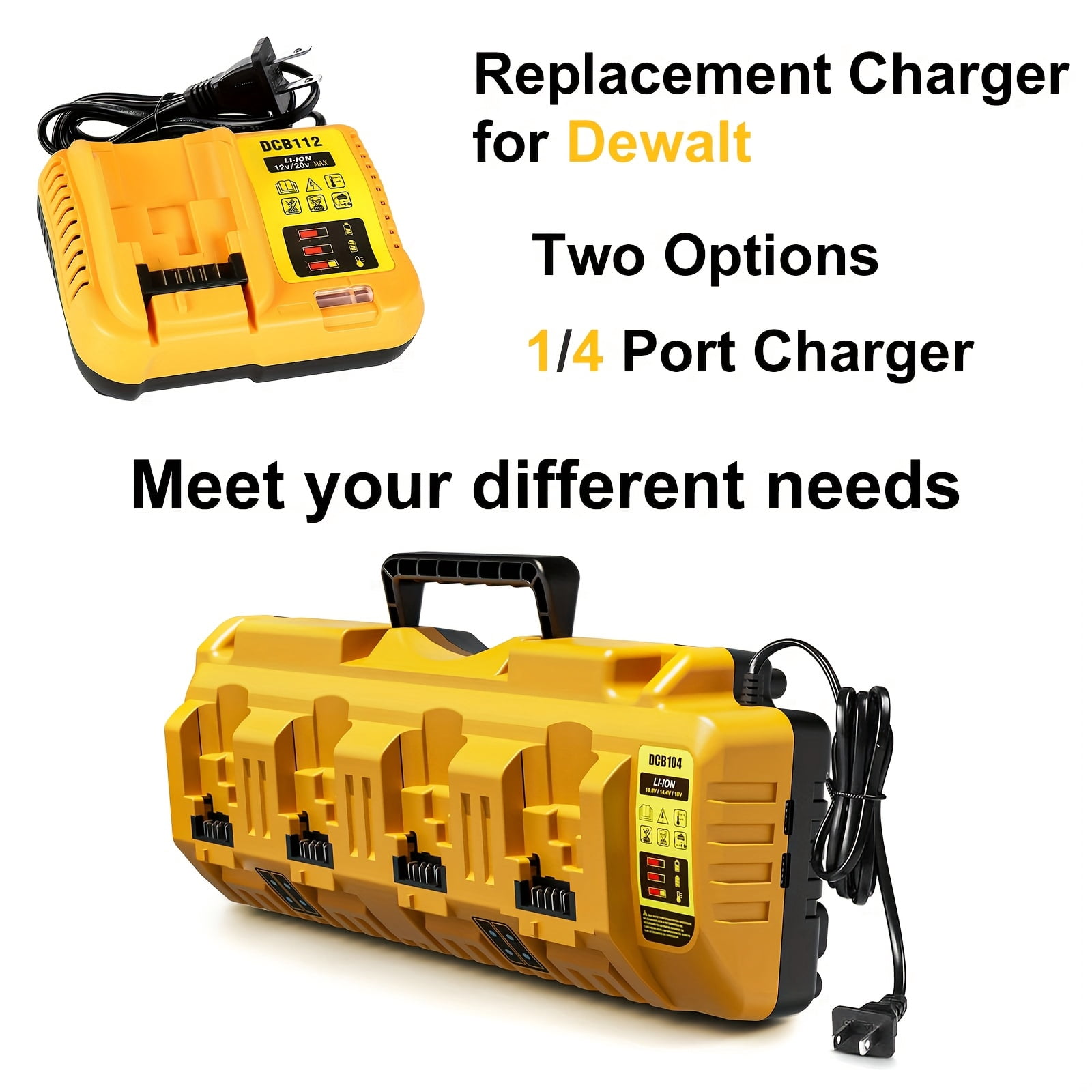 4-Port Rapid Charger with USB (Compatible with Dewalt 12V/20V Max ...