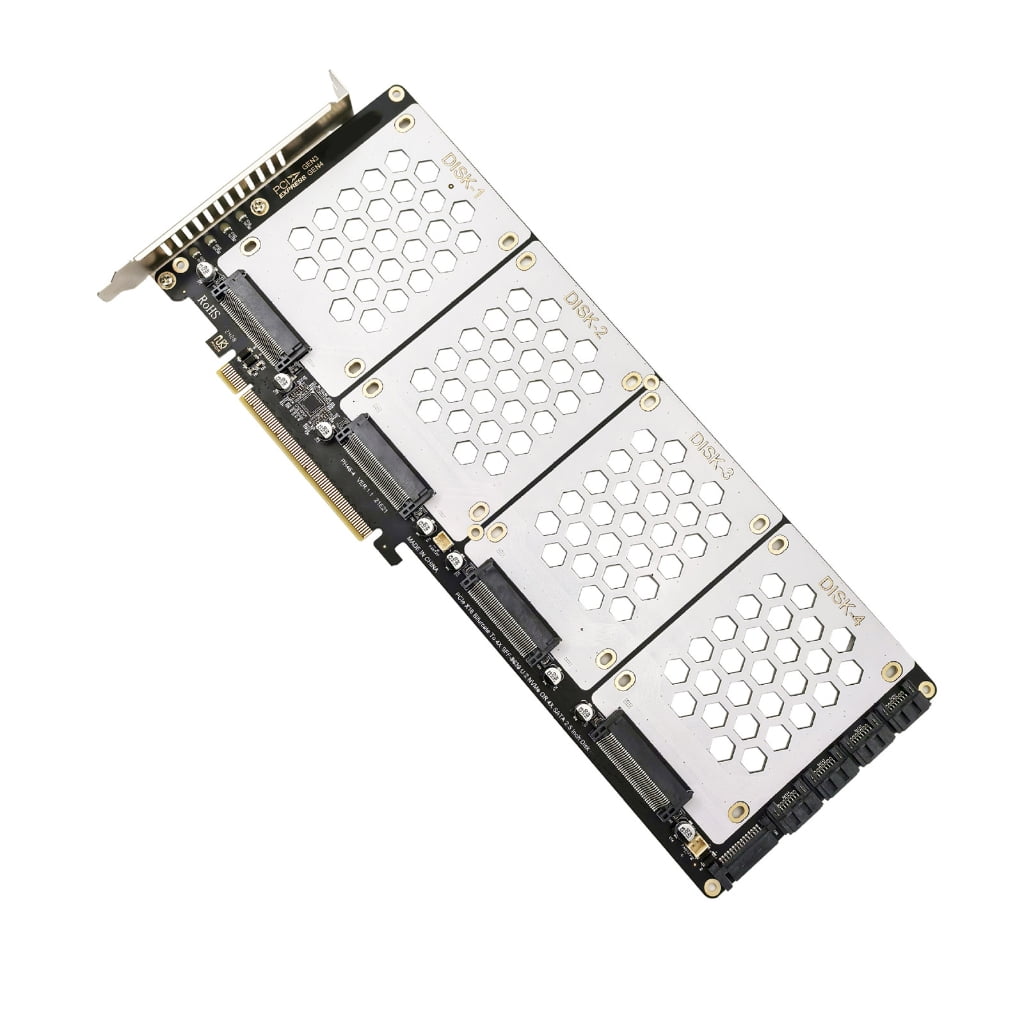4 Port SFF8639 NVMe Solid Disk Reader PCIe X16 Internal Expansion Card ...