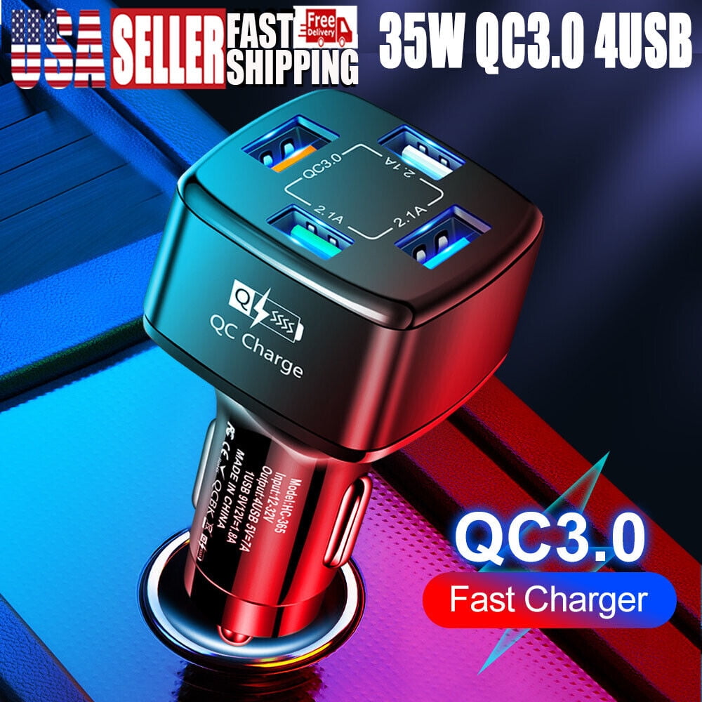 4-Port USB 2.1A QC3.0 Fast Charging USB Adapter 35W/7A Phone Power ...