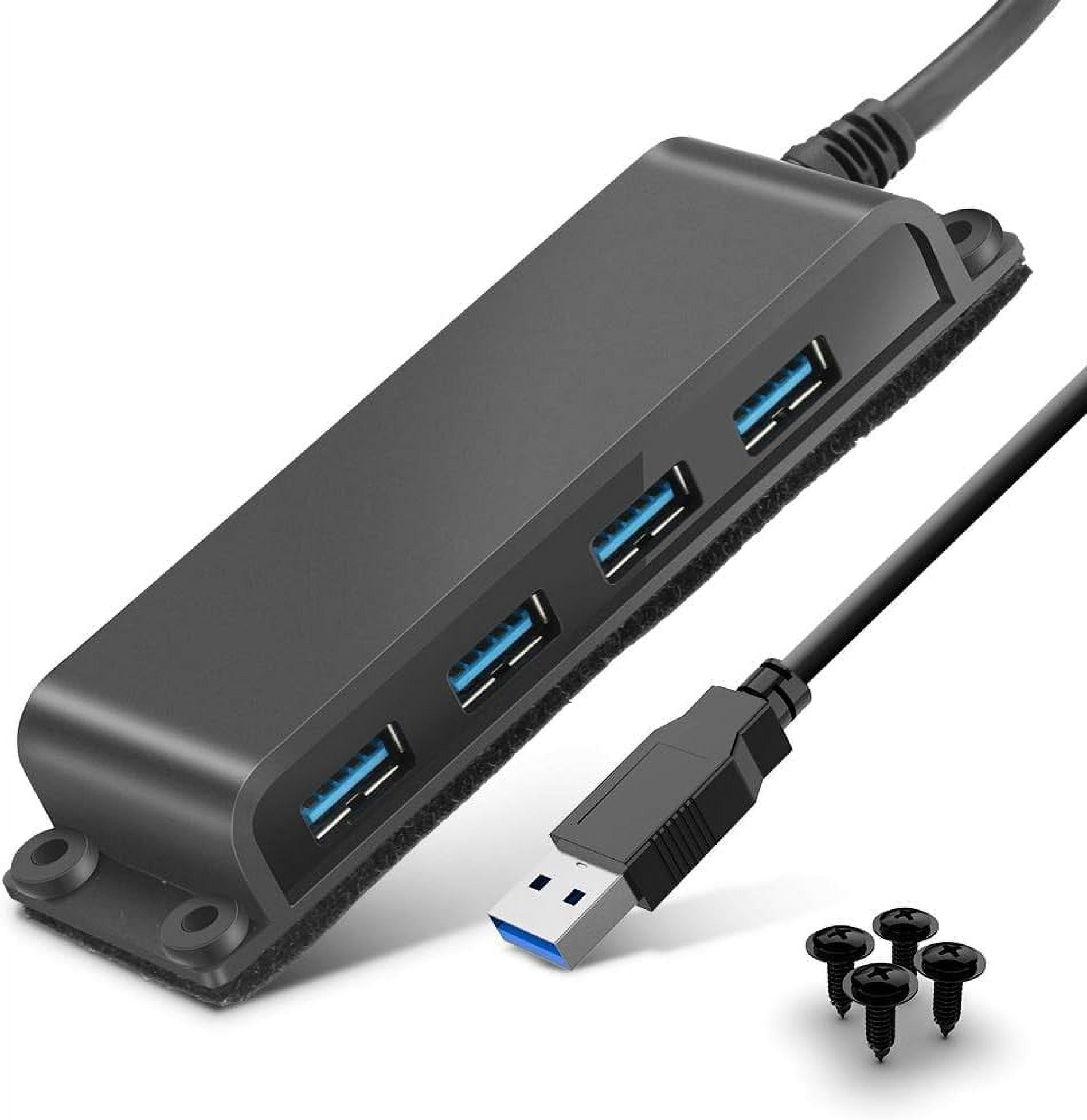 4-Port USB 3.0 Portable Desk Hub,Fixable USB Data Hub 3.0 with 3.3ft ...