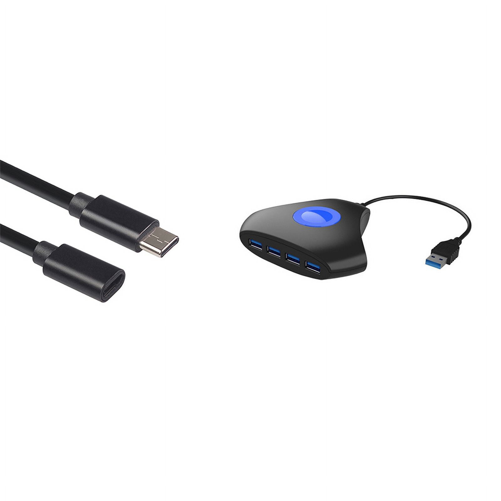 4-Port USB 3.0 SuperSpeed Hub & 1.5M USB C Type-C Male to Female ...