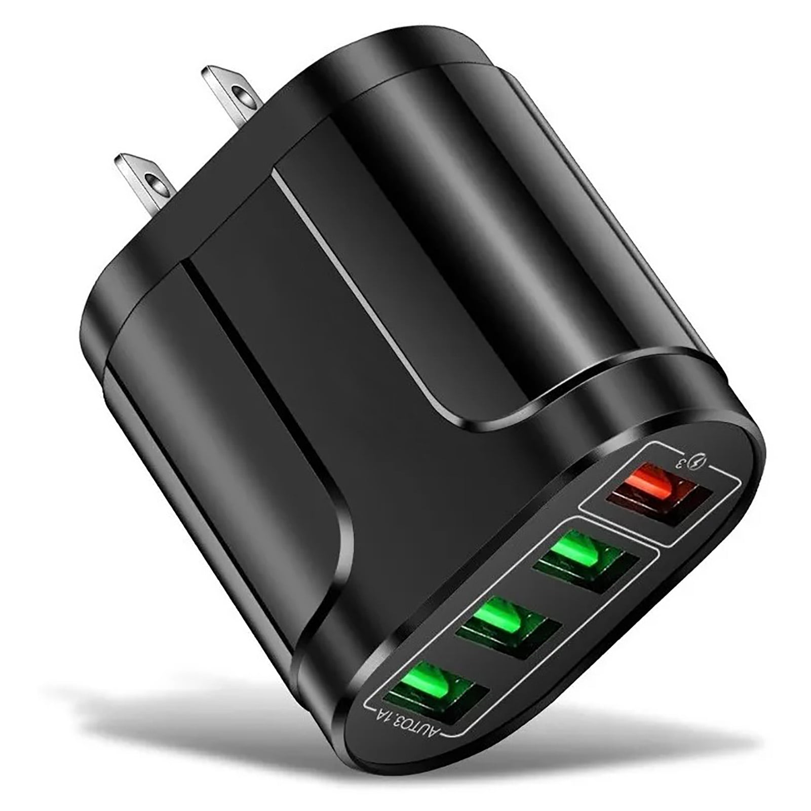 4-Port USB Adapter Plug for Fast Charging - Fire-Resistant PC Material ...