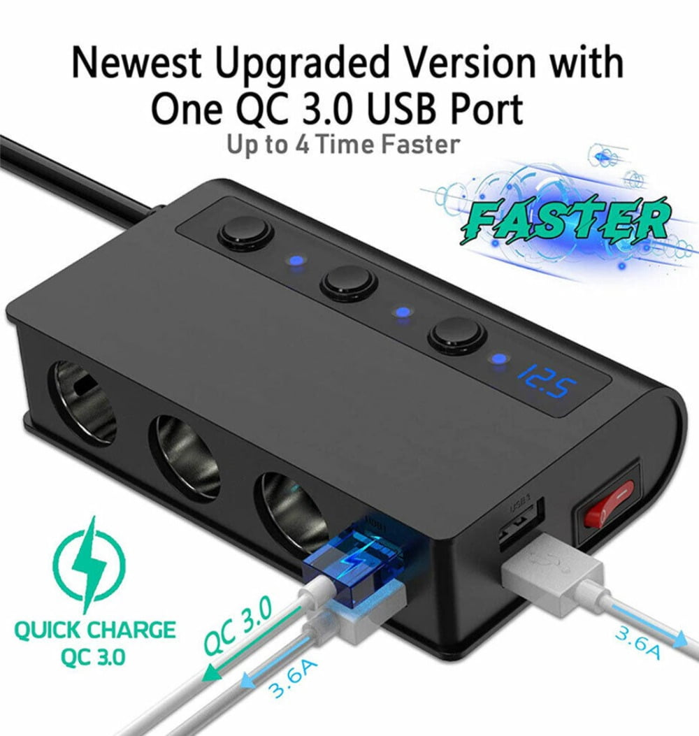 4 Port USB Charger Power Adapter Charging Car Cigarette Lighter Socket ...