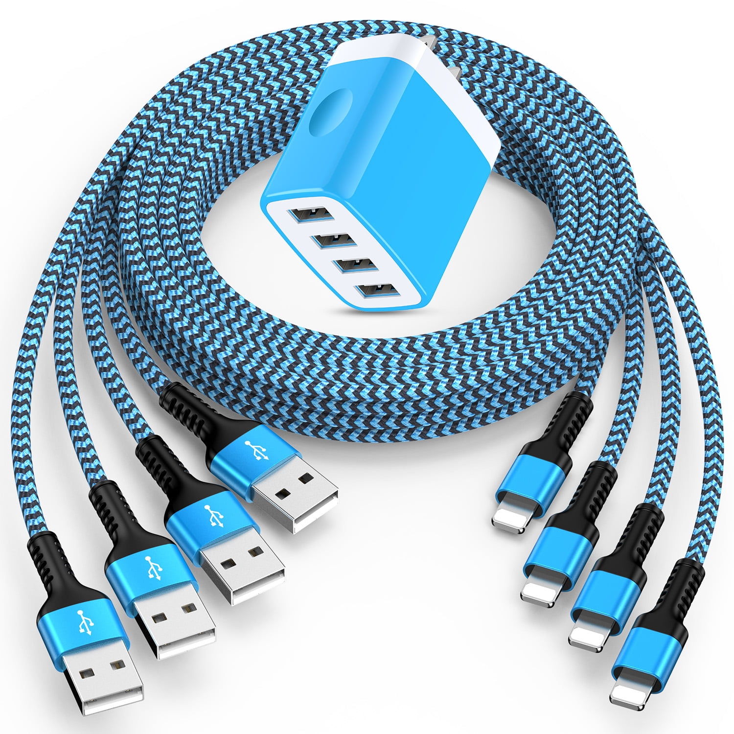 4-Port USB Charger Compatible for iPhone,GAEF USB Charging Adapter Plug ...