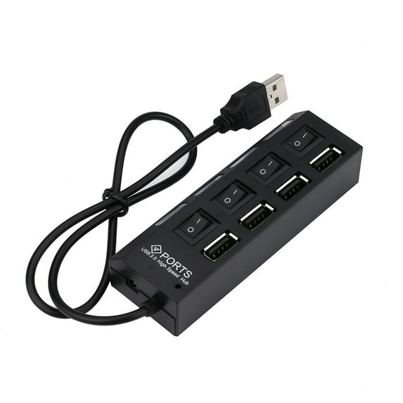 4 Port USB Hub with Individual On Off Switches and AC Power Adapter for ...