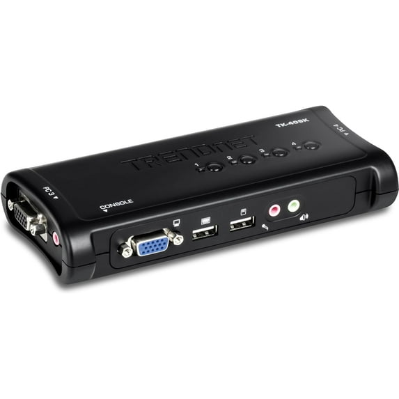 4-Port USB KVM Switch Kit with Audio, TK-409K, Control Up to 4 ...