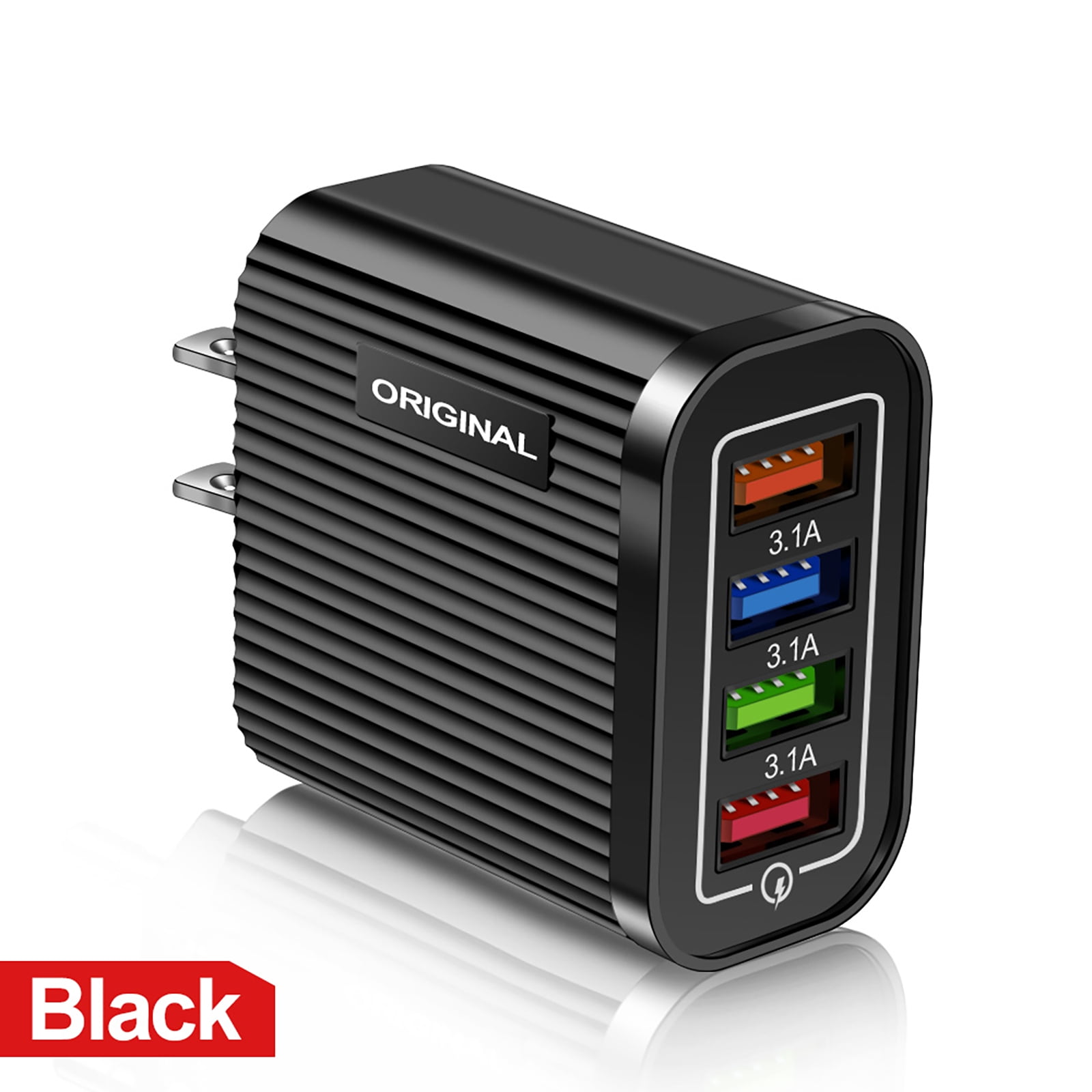 4 Port USB Phone Charger with LED Light 5V/3A Travel Fast Quick ...