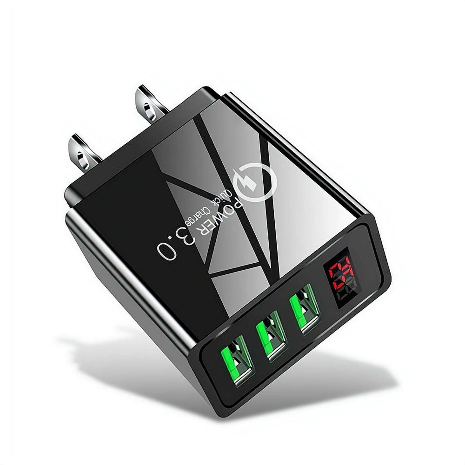 4-Port USB Quick Charger – Digital Display Travel Charger, 4 Devices ...