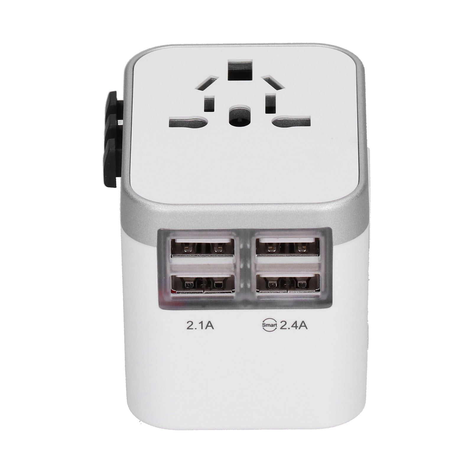 4-Port USB for UK, EU, US, JP, AU, CN, 100-240V, Silver Universal ...
