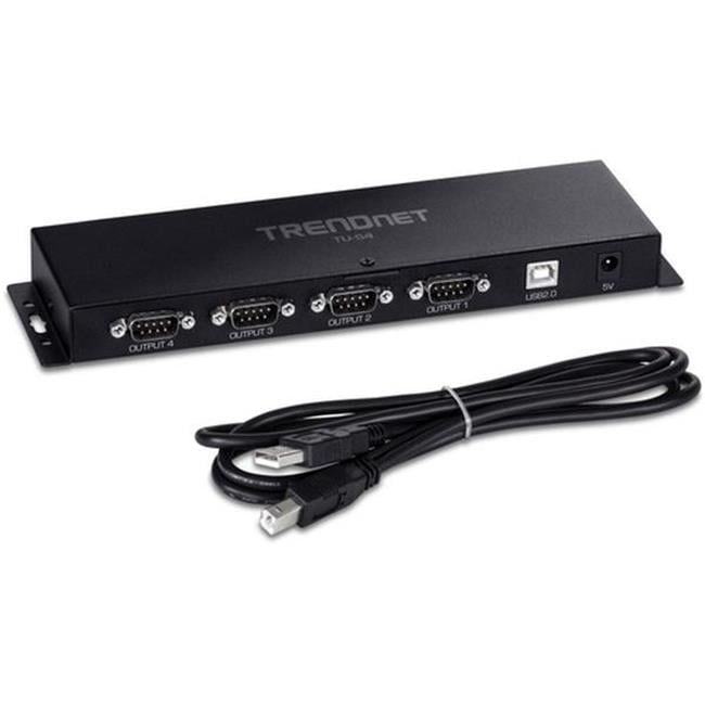 , 4-Port USB to Serial RS232 Hub, Black - Walmart.com