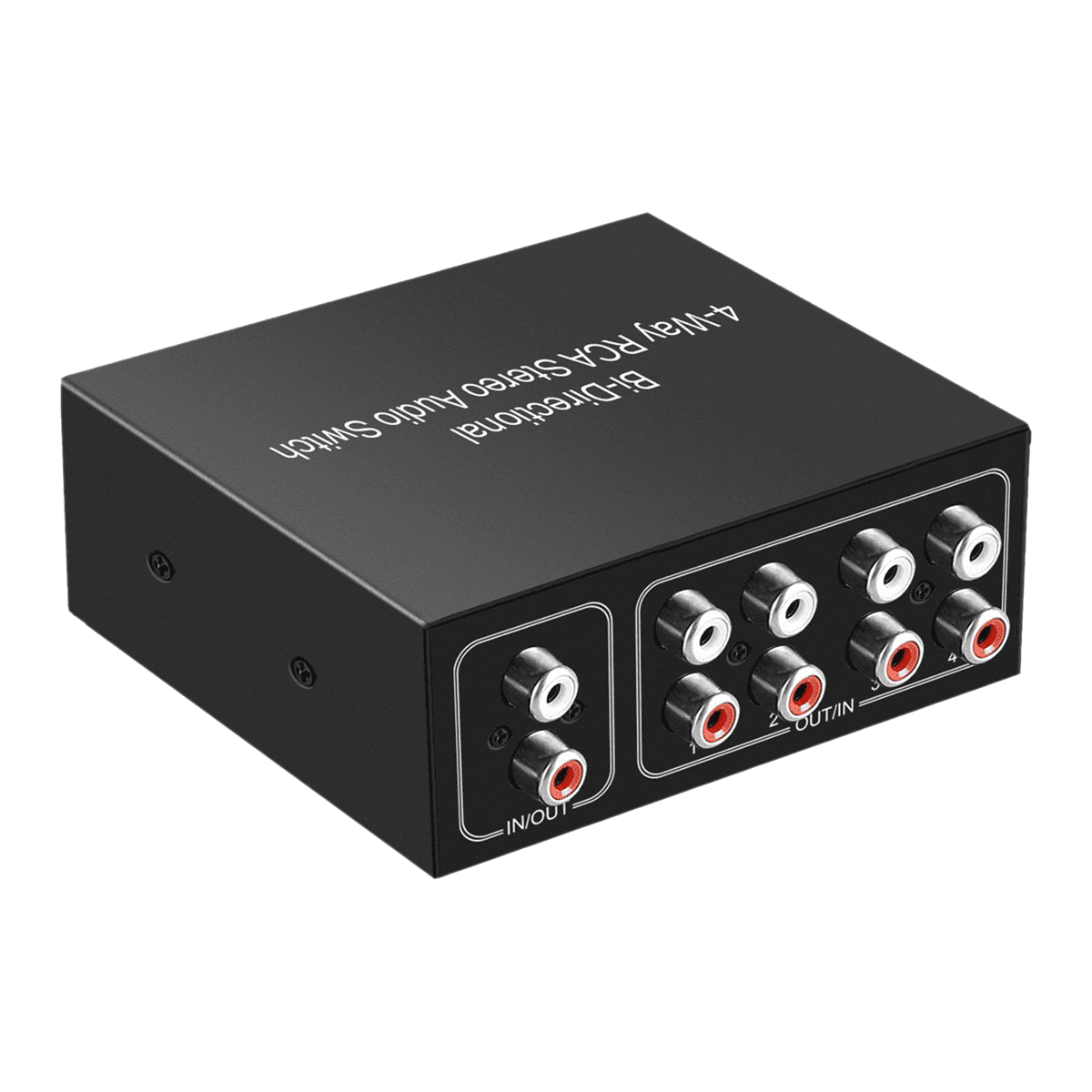 4 Ports Bi-Directional R L Audio Switcher Box Rotary Switch Plug and ...