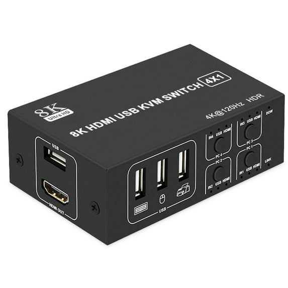 4 Ports Displayport KVM Switch 4K 60Hz 4 In 1 Out USB DP KVM Switch Box ...