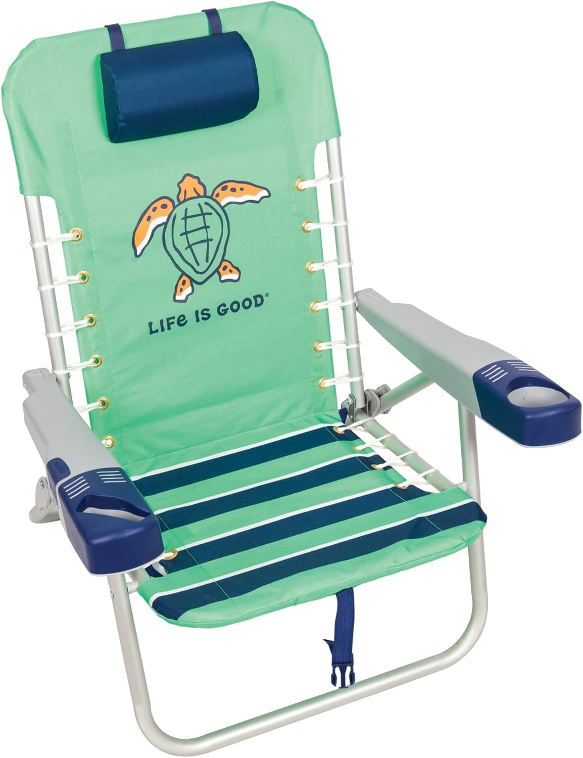 4-Position Lace-up Backpack Beach Chair with Pillow, Cup and Phone ...