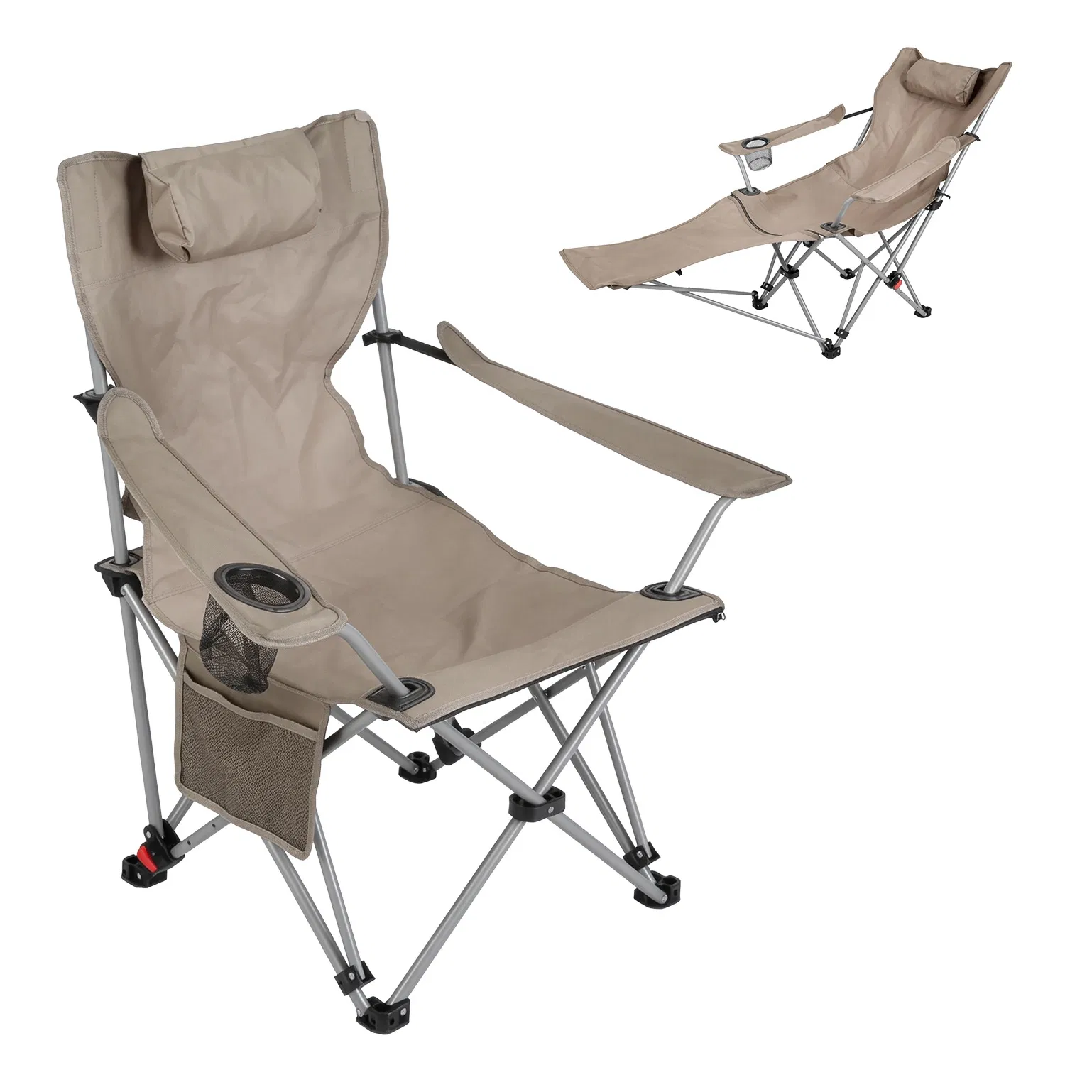 4-Position Reclining Camping Chair with Footrest, Heavy Duty Portable ...