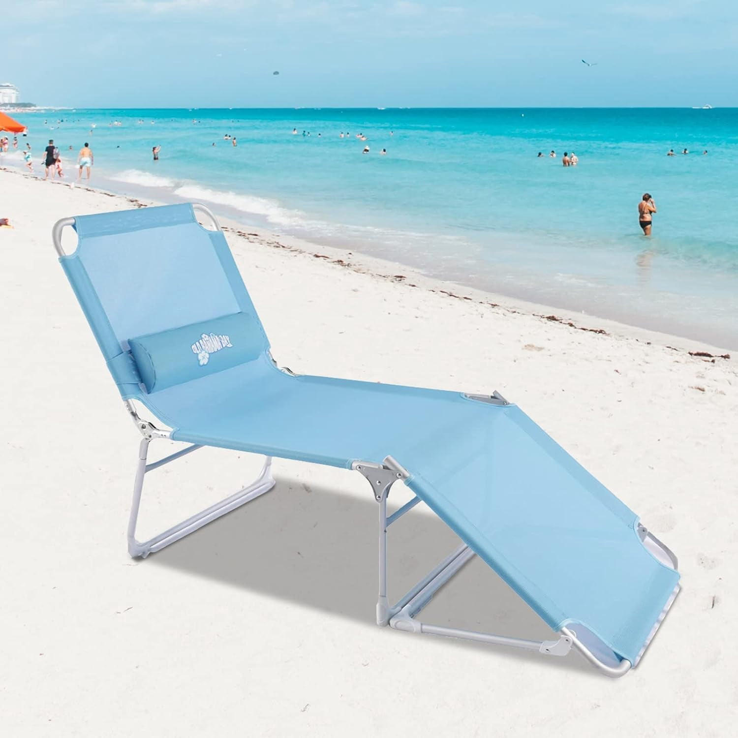 4-Positions Beach Cot, Folding Tanning Chair Camping Cot for Adults ...
