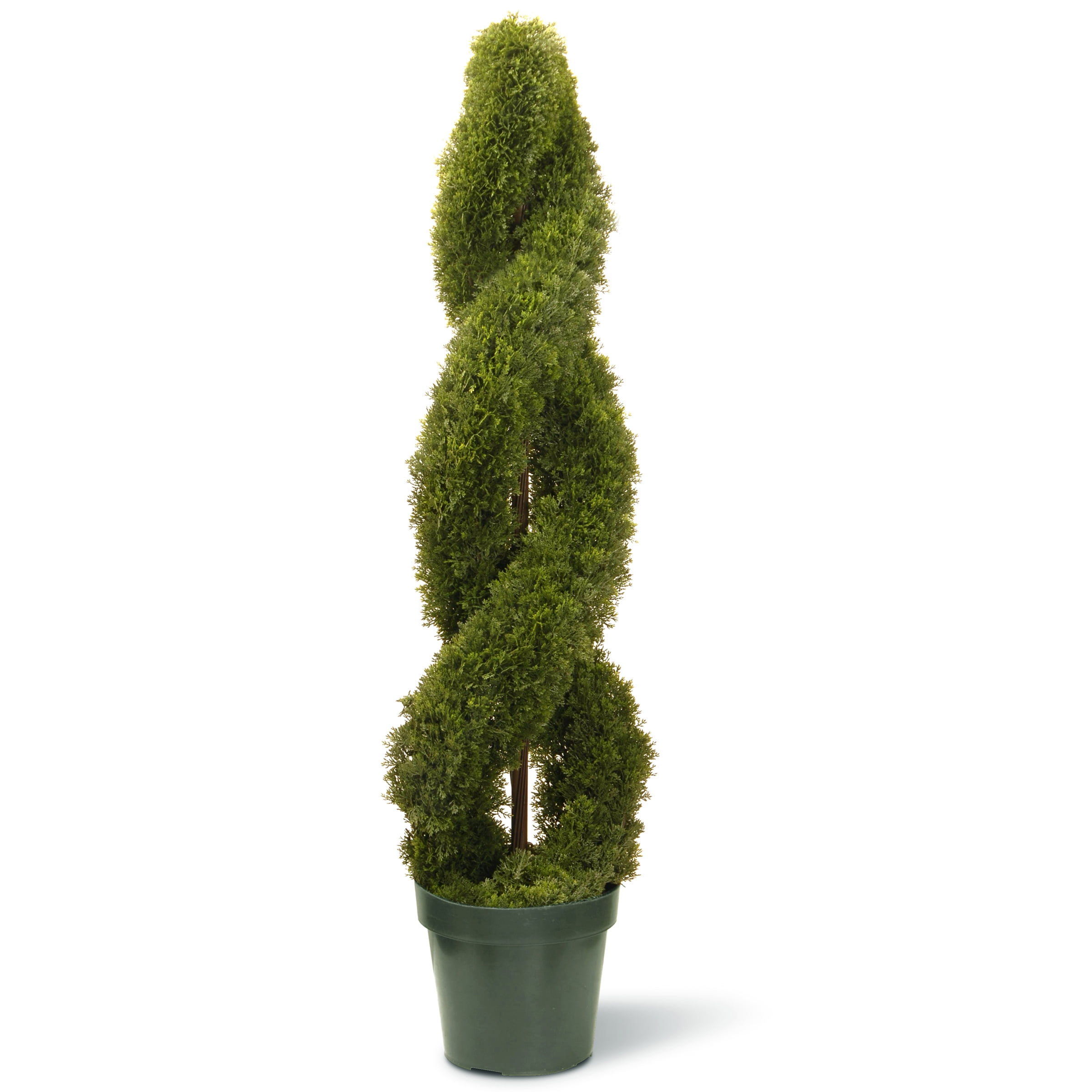 4' Potted Artificial Double Spiral Cedar Topiary Tree - Walmart.com