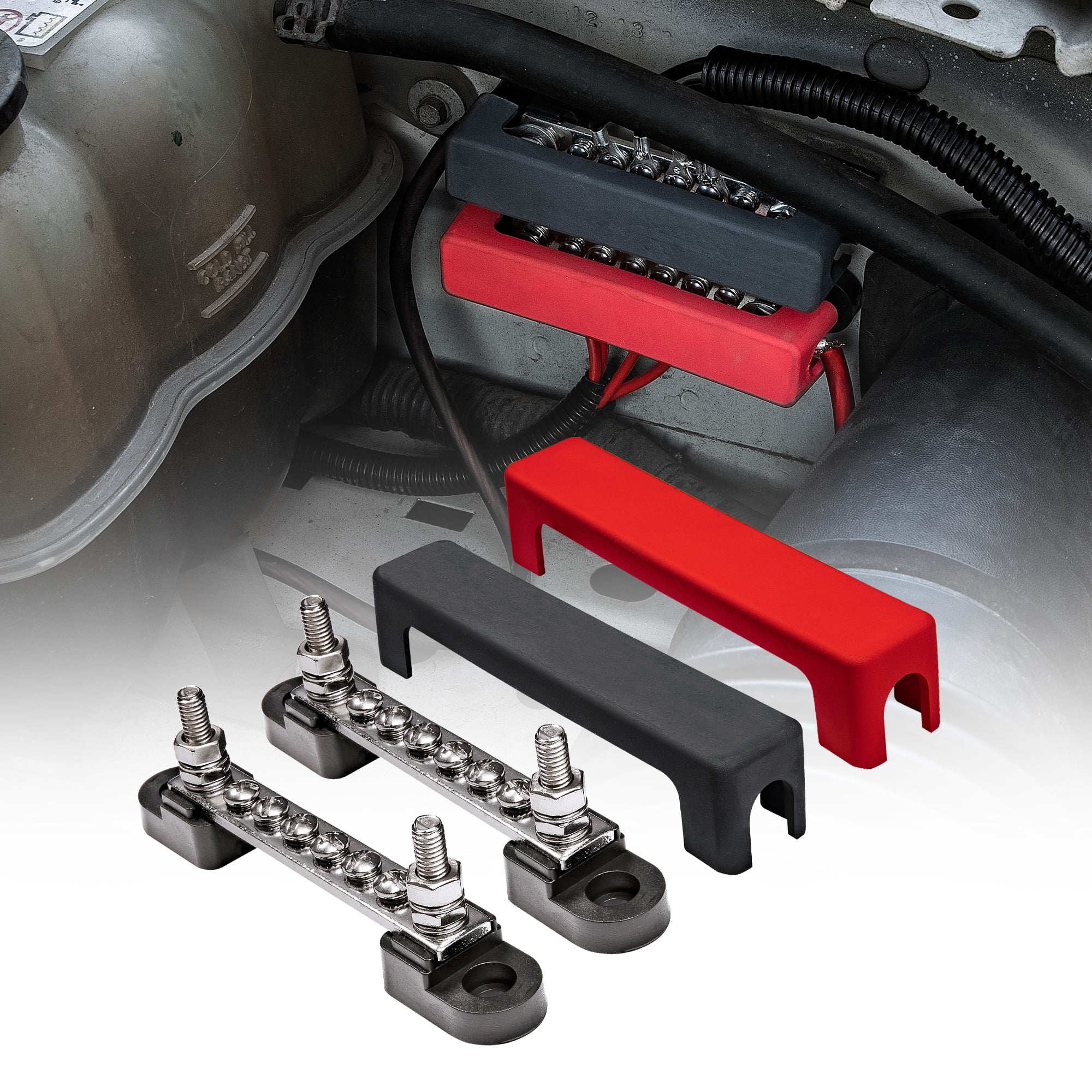 4" Power Distribution Terminal Block Battery Bus Bar Set - Max. 300V AC ...