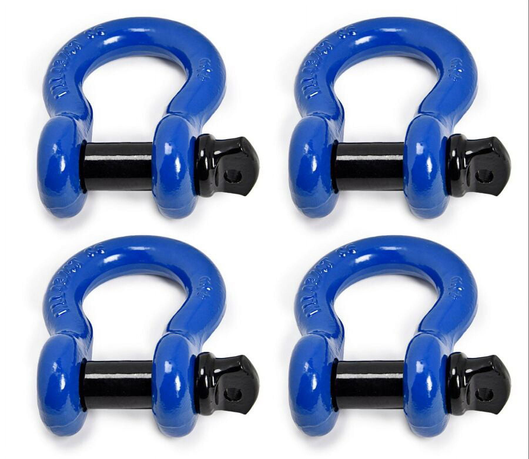 (4) Premium BLUE D-Ring 3/4" Bow Shackle w BLACK Pin 10500 LB Capacity ...