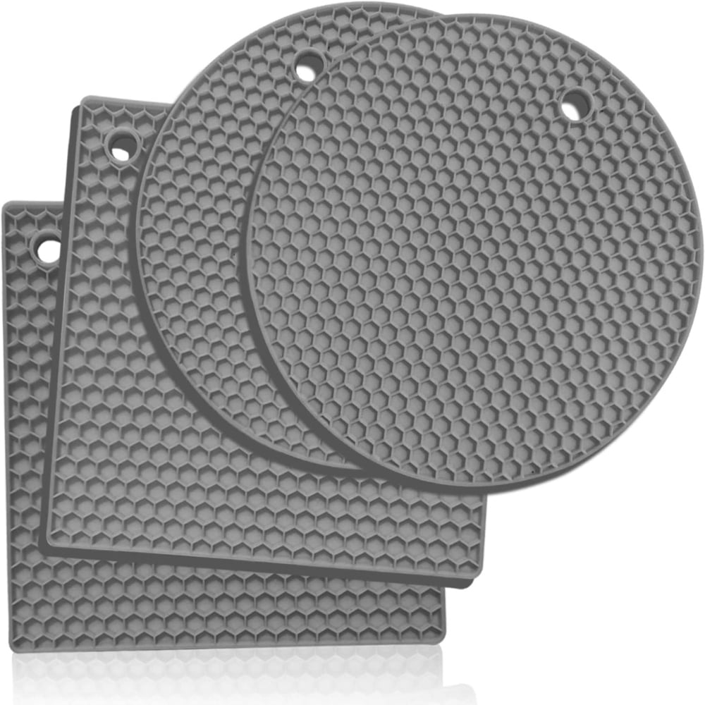 4 Premium Silicone Hot Pads for Kitchen, Trivets for Hot Pots and Pans ...