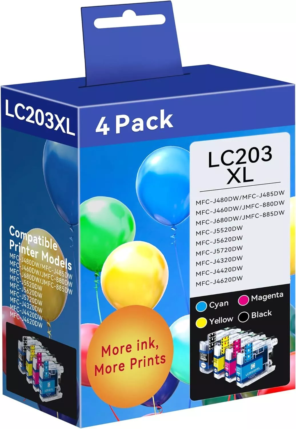 4 Printer Ink cartridge for Brother LC203 LC201 MFC-J460DW MFC-J480DW ...