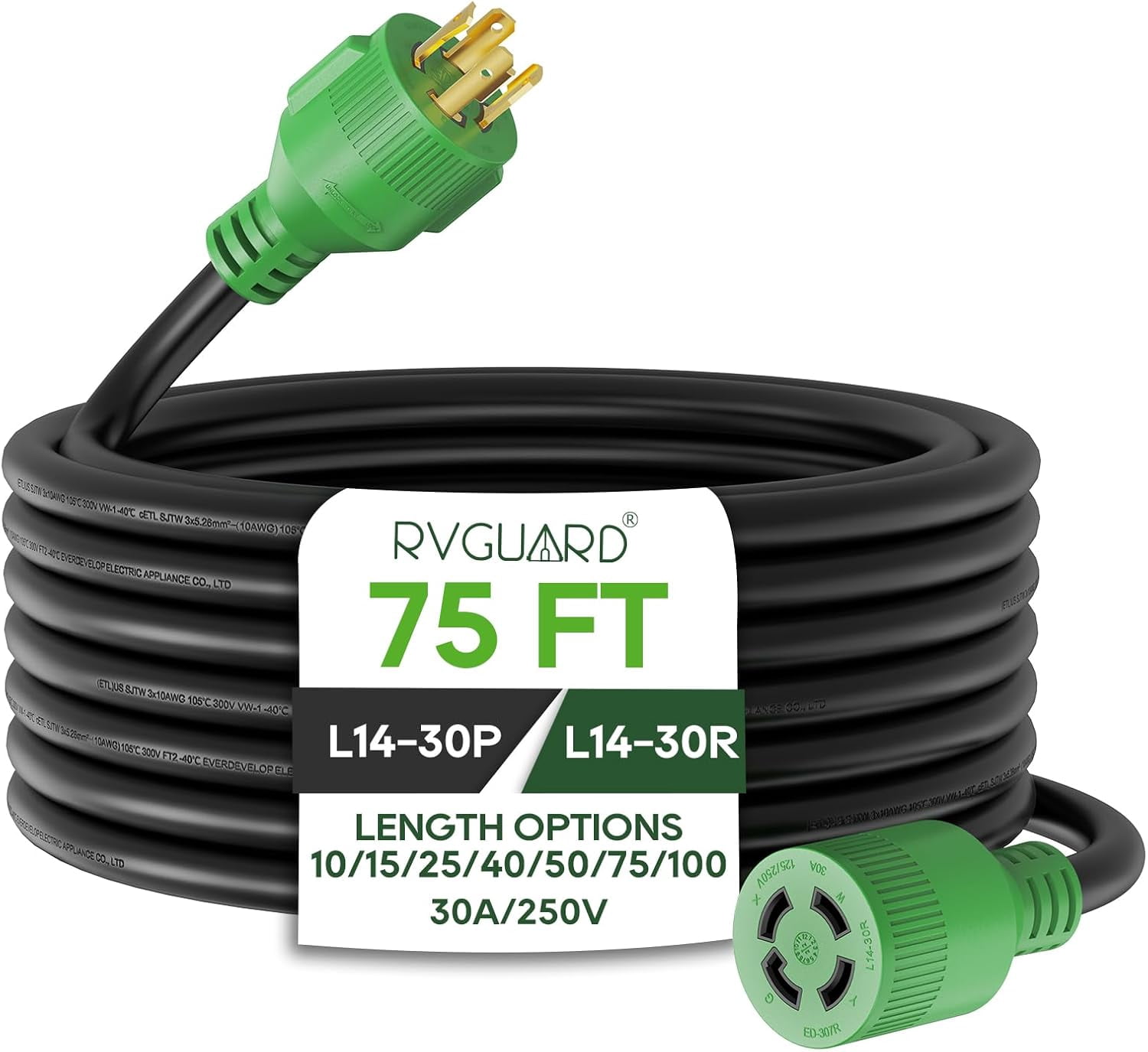 30 Amp Heavy Duty Outdoor Power Cable For RV And Home Backup 10 Foot 30 ...