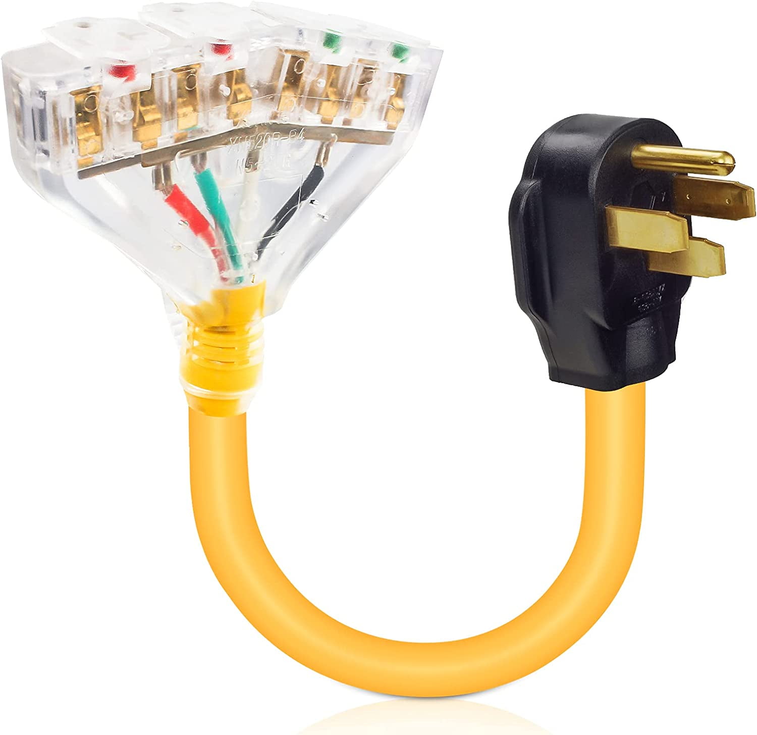 4 Prong 50 Amp to 110v Adapter Generator Power Cord, NEMA 14-50P RV Geneator Plug to 4X 5-15/20R ...