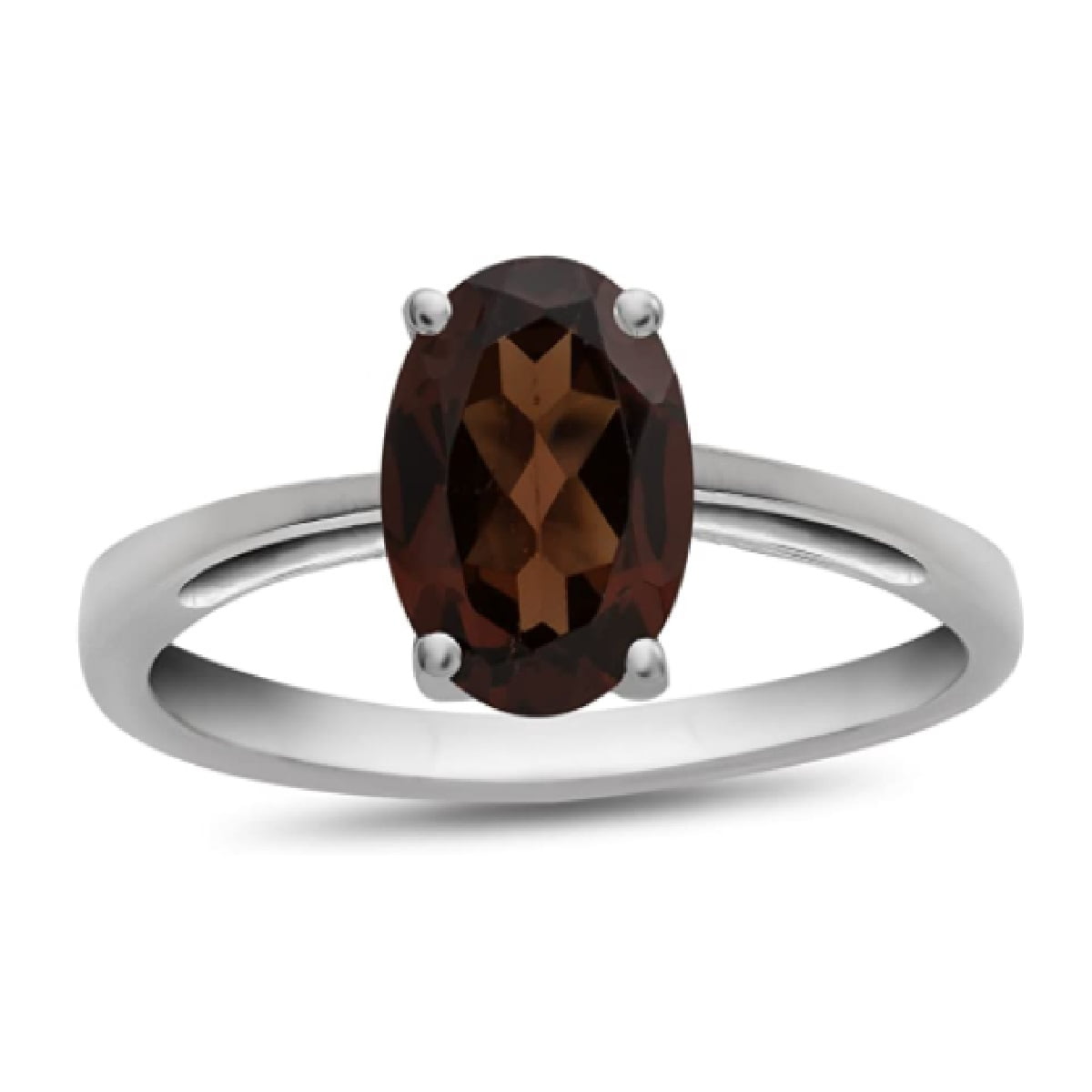 4-Prong Set 925 Sterling Silver Smoky Quartz Gemstone Solitaire Valentines Day Gifts Stacking ...