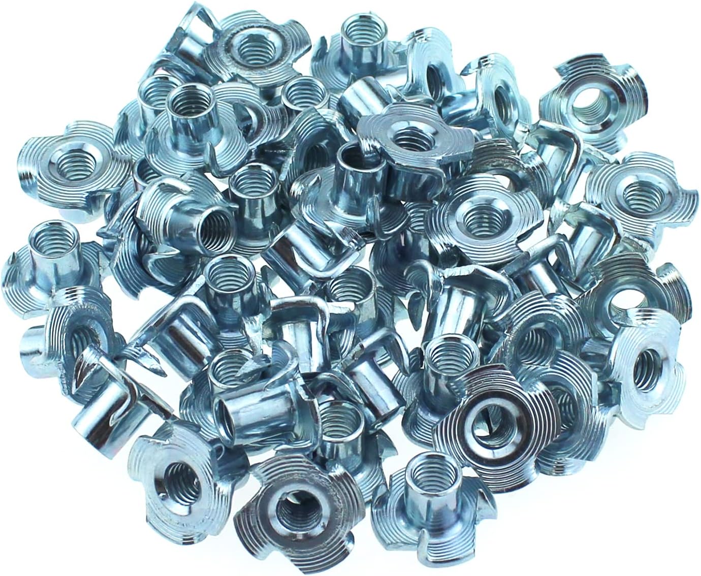 4 Prong Tee Nut 50PCS M4 x 10mm Zinc Plated Carbon Steel 4 Prong Tee Blind Nuts for Wood Rock ...