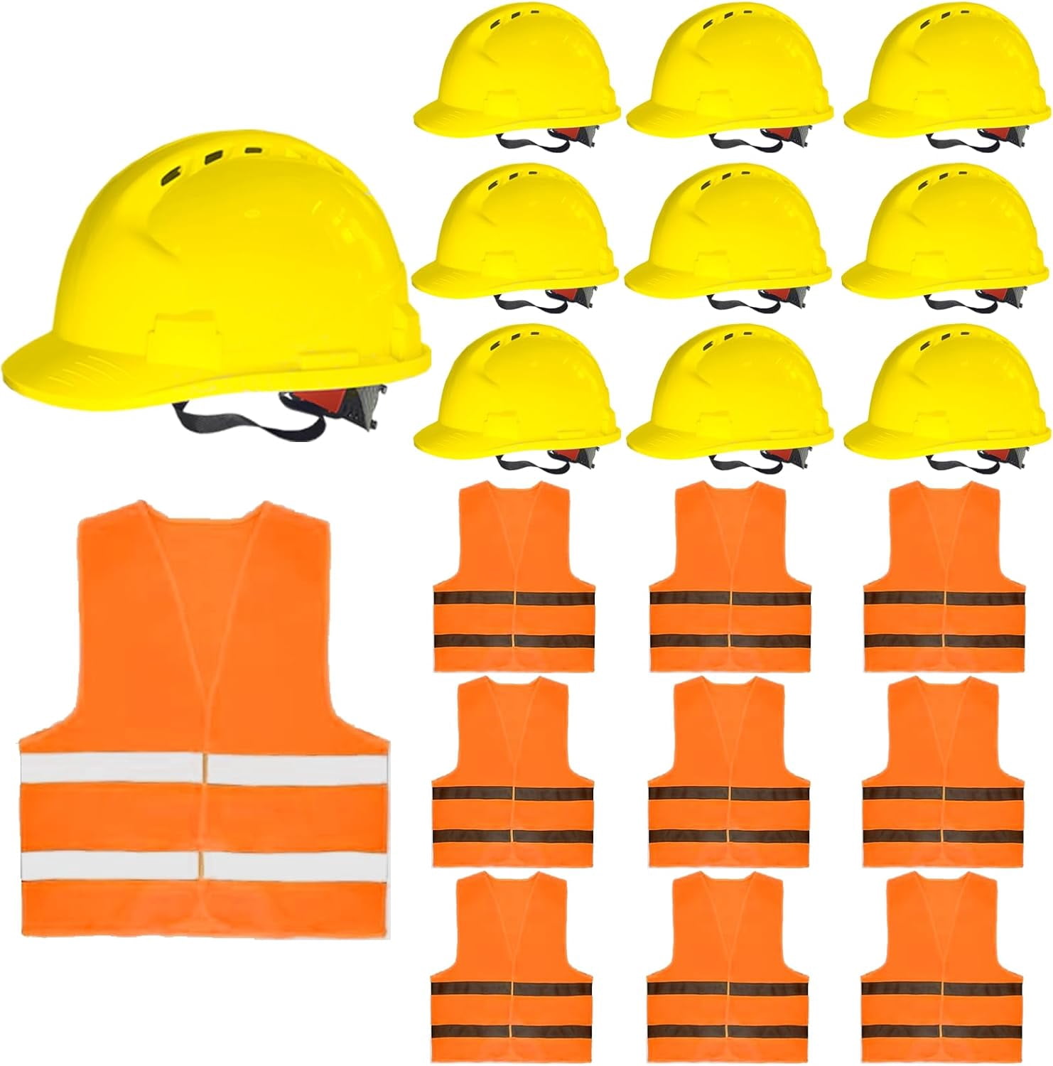4 Pt. Suspension Hard Hat with Safety Vests Bulk Safety Helmets ...