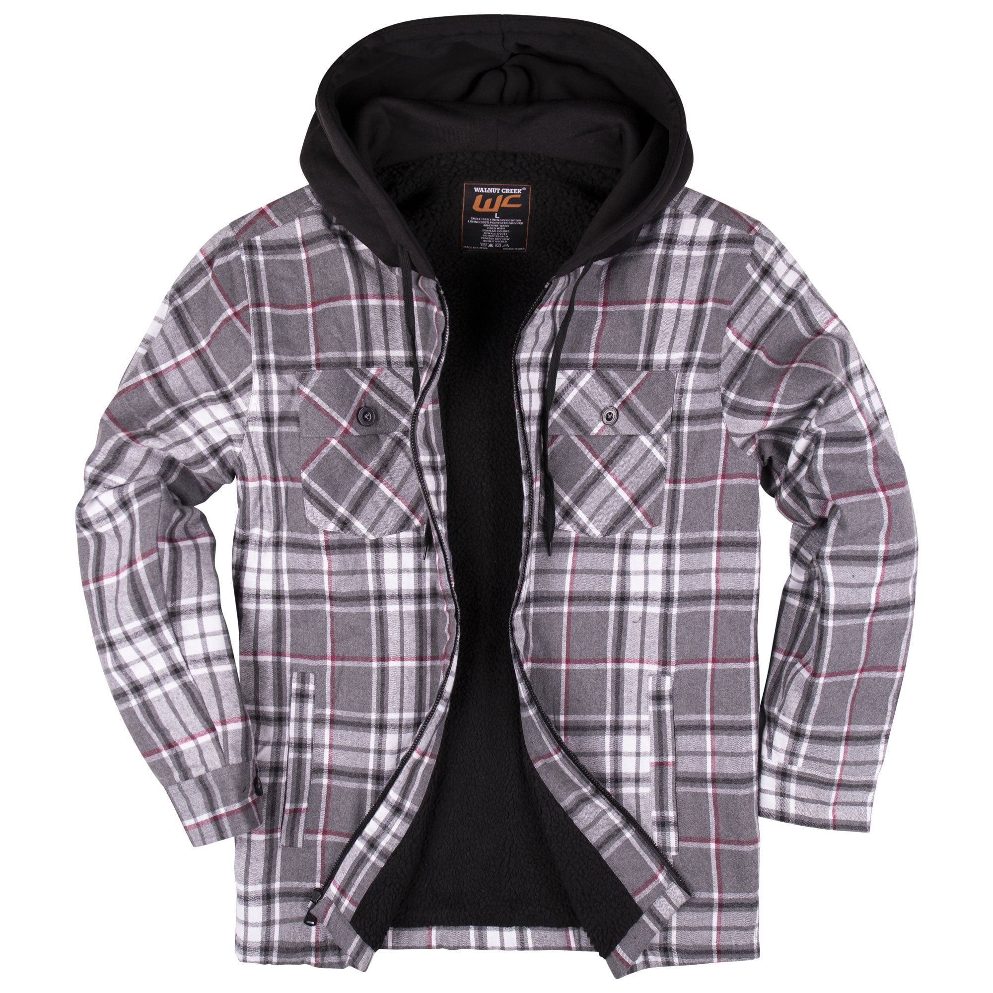 Visive By Walnut Creek Lined Flannel Sherpa Jacket for Men Thick Fleece ...