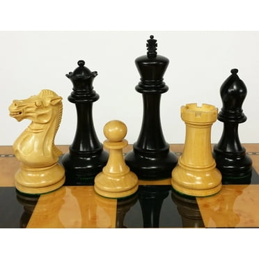 4 QNS Black Boxwood 4 5/8 Anderssen Staunton Wood Large Chess Men Set ...