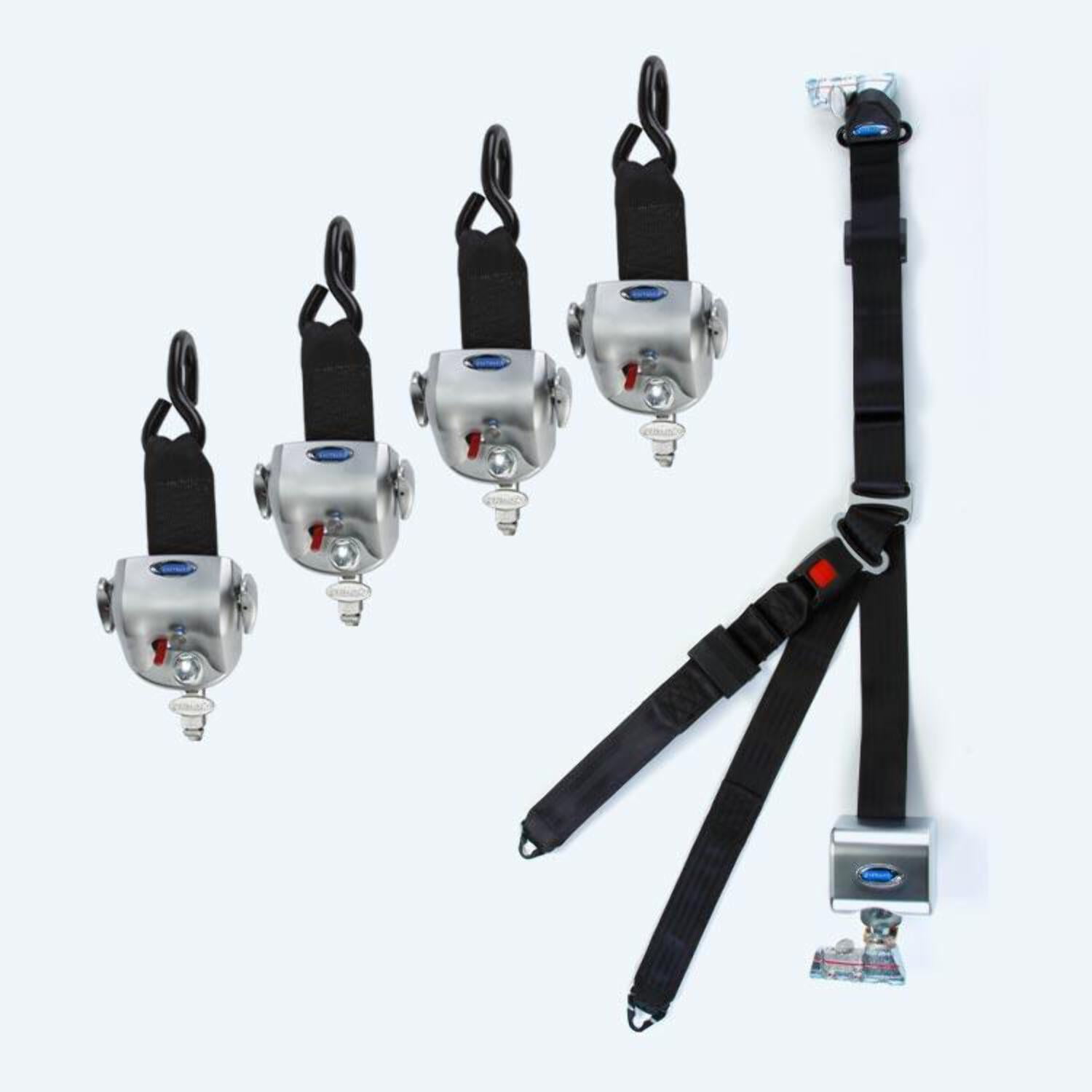 4 QRT-360 Retractors with L-Track Fittings; and Retractable Lap ...