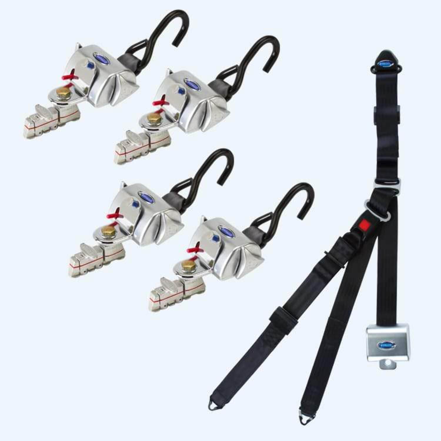 4 QRT Deluxe Retractors with L-Track fittings with Retractable Lap ...