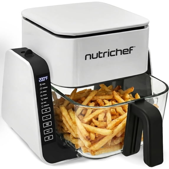 4 QT Air Fryer & Grill | 8-1 Preset Cook Modes | Transparent Fry Bowl ...