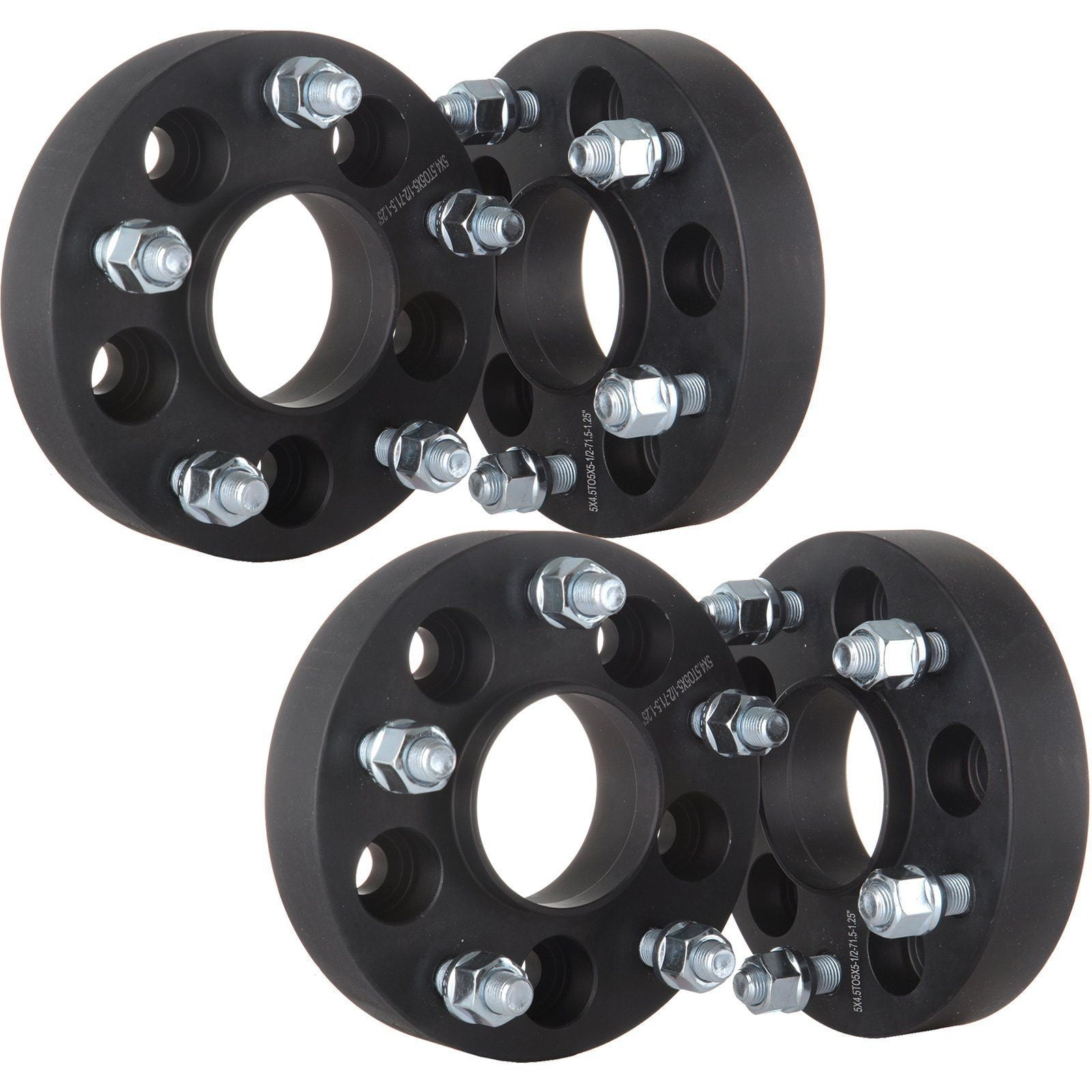 4 QTY 1" 5x100 Black HUB CENTRIC Wheel Spacer Adapters CB: 56.1mm Stud ...
