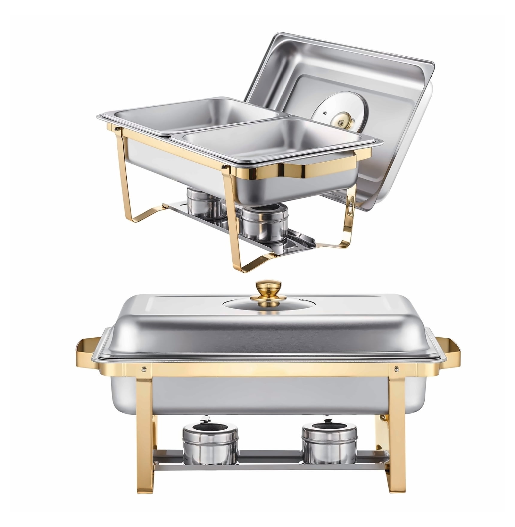 4 Qt Chafing Dish Set, 2 Pack Stainless Steel Rectangle Buffet Server ...