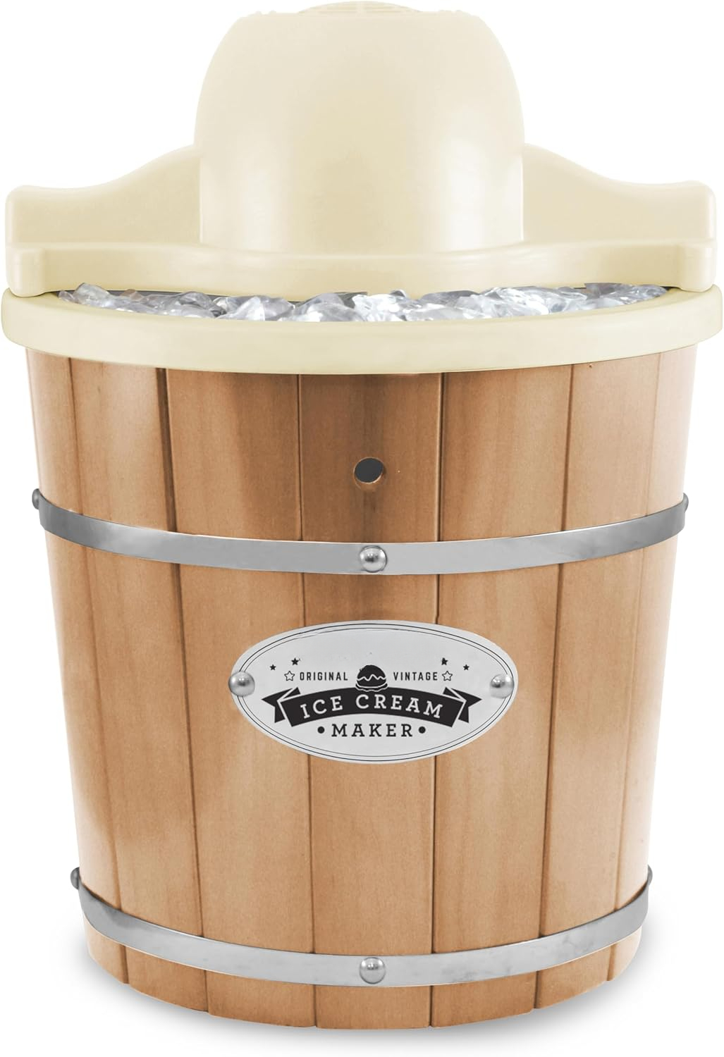 4 Qt. Electric Motorized Maker Ice & Rock Salt, 4Qt. Freezing Canister ...