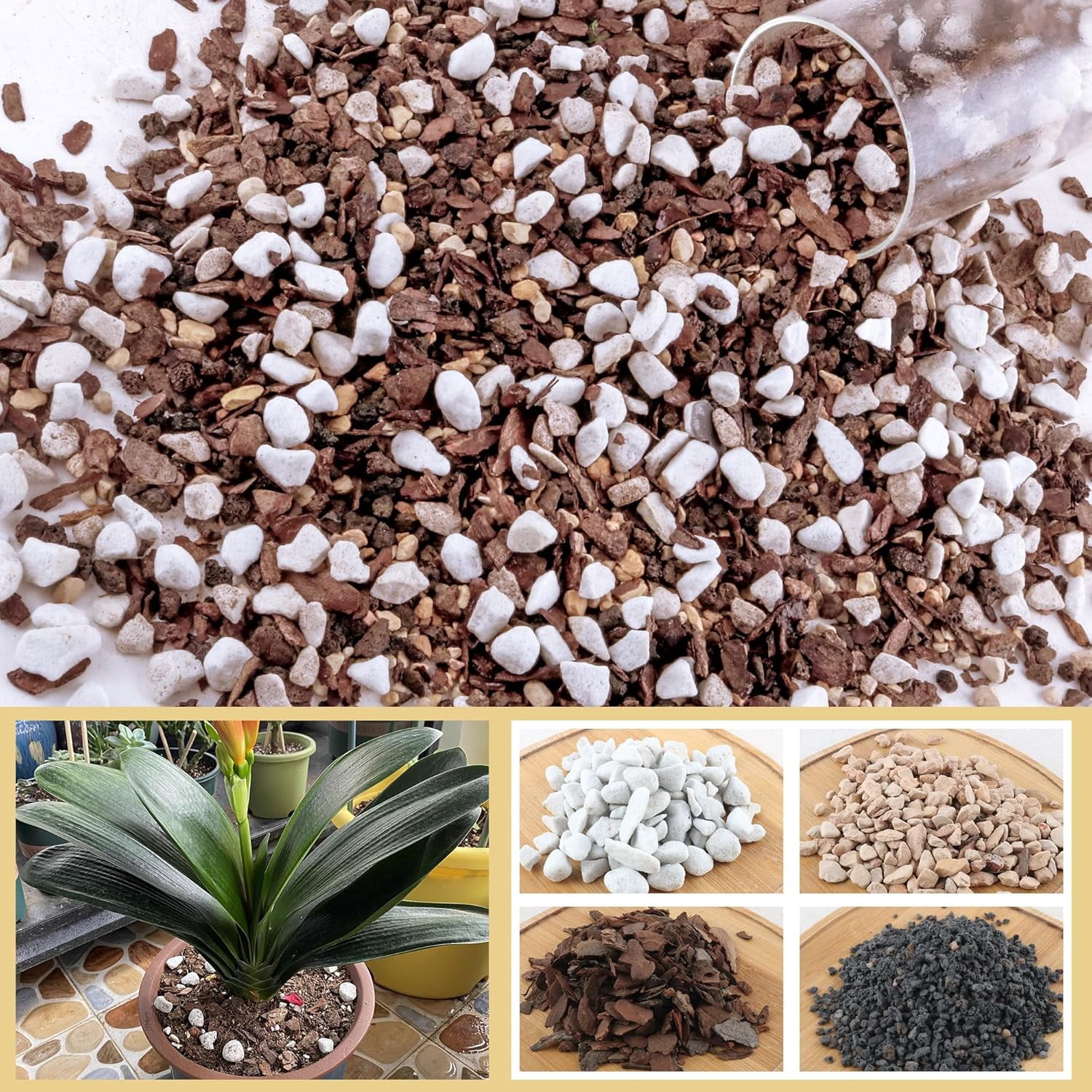 4 Quart Bonsai Mix Lava,Pumice,Pine Bark and Calcined Rock, Natural ...