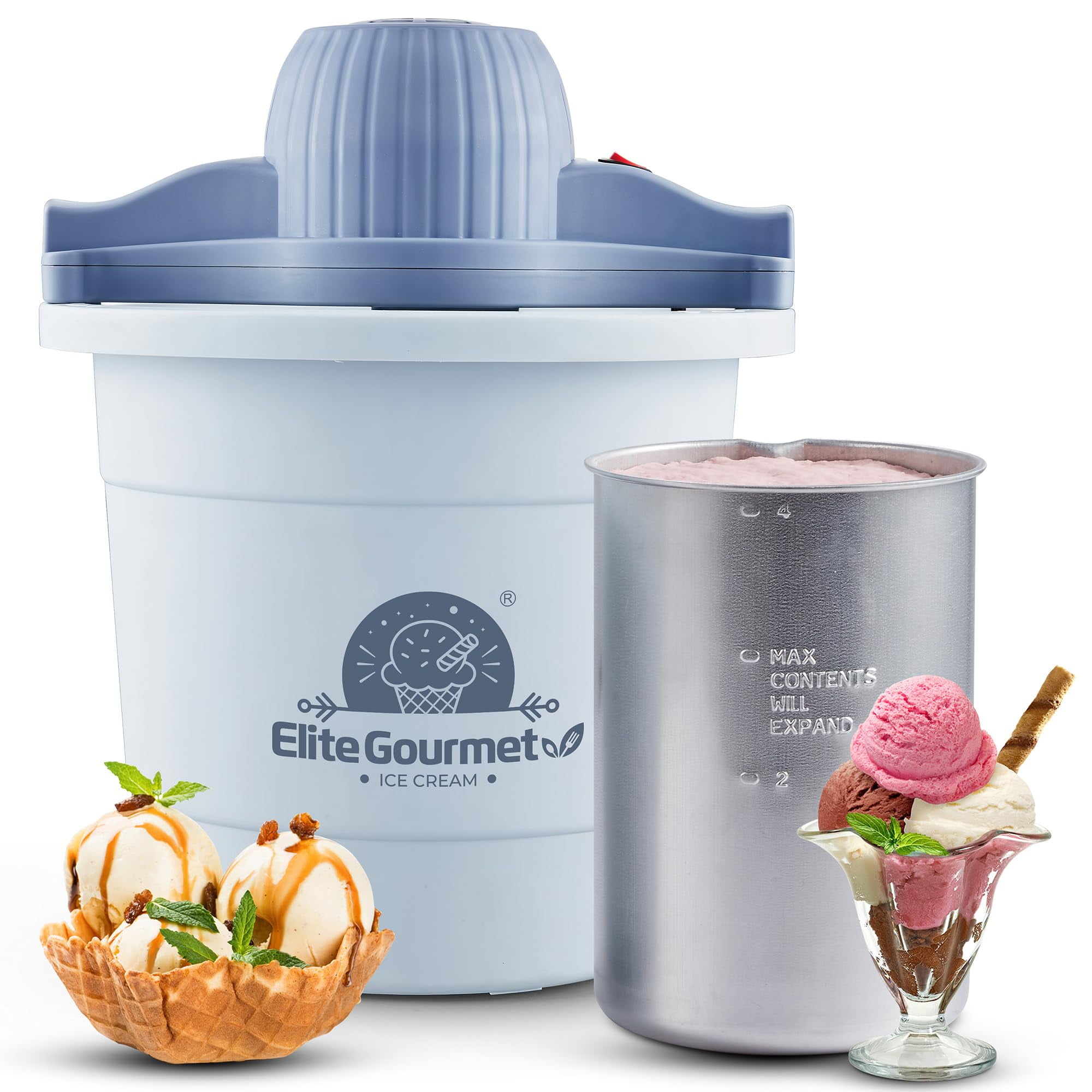 4 Quart Electric Ice Cream Machine EIM350, Make Creamy Gelato Sorbet ...
