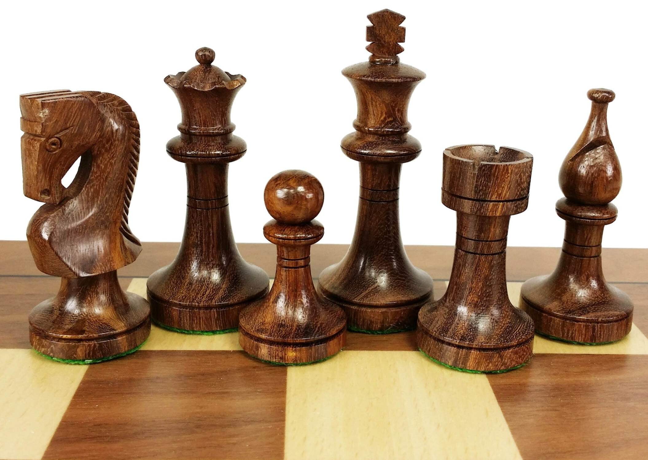 4 Queens Acacia 3 1/2" King Staunton Wood Chess Men Set Option Storage ...