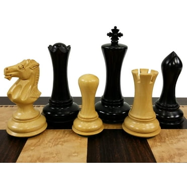 4 QNS Black Boxwood 4 5/8 Anderssen Staunton Wood Large Chess Men Set ...