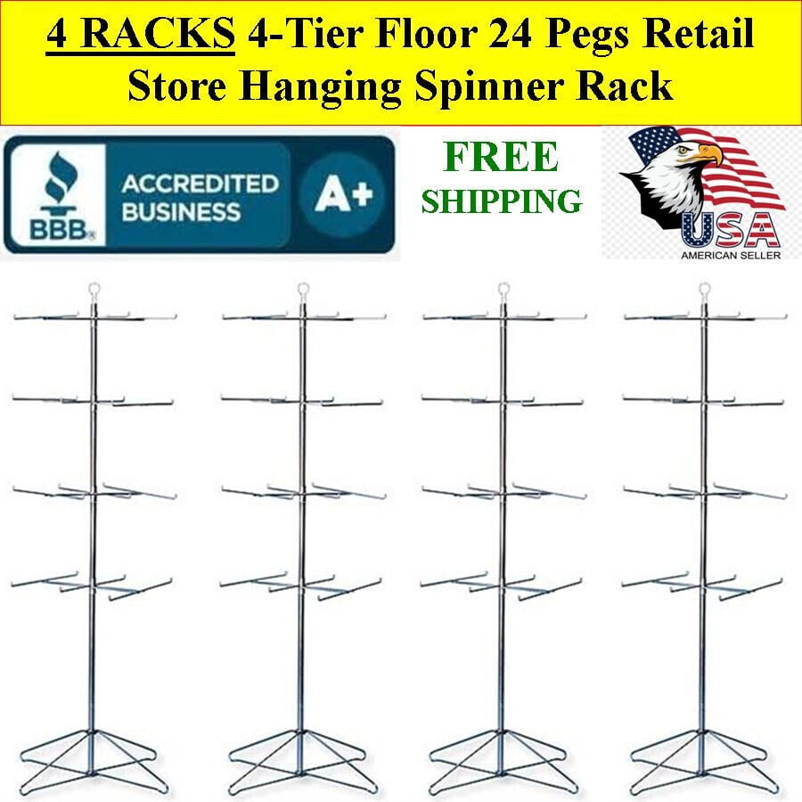 4 RACKS Retail Store Display Hanging Floor Spinner Hanging Rack 4Tier ...