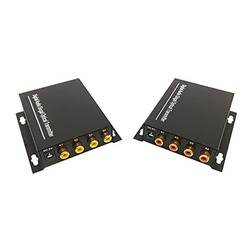 4 RCA Audio Over Fiber Converter Extender Kit, 4 x RCA Audio to Fiber ...
