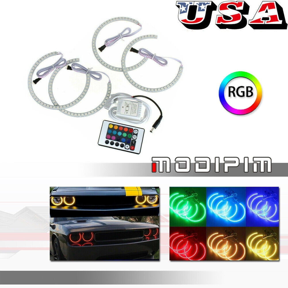 4 RGB LED Angel Eye Halo Kit for 08-14 for Dodge Challenger Headlight ...