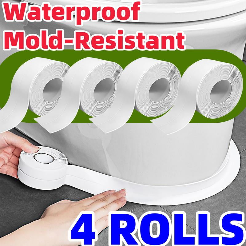 4 ROLLS Mold-Resistant Self-Adhesive Caulk Tape – Waterproof Bathroom ...