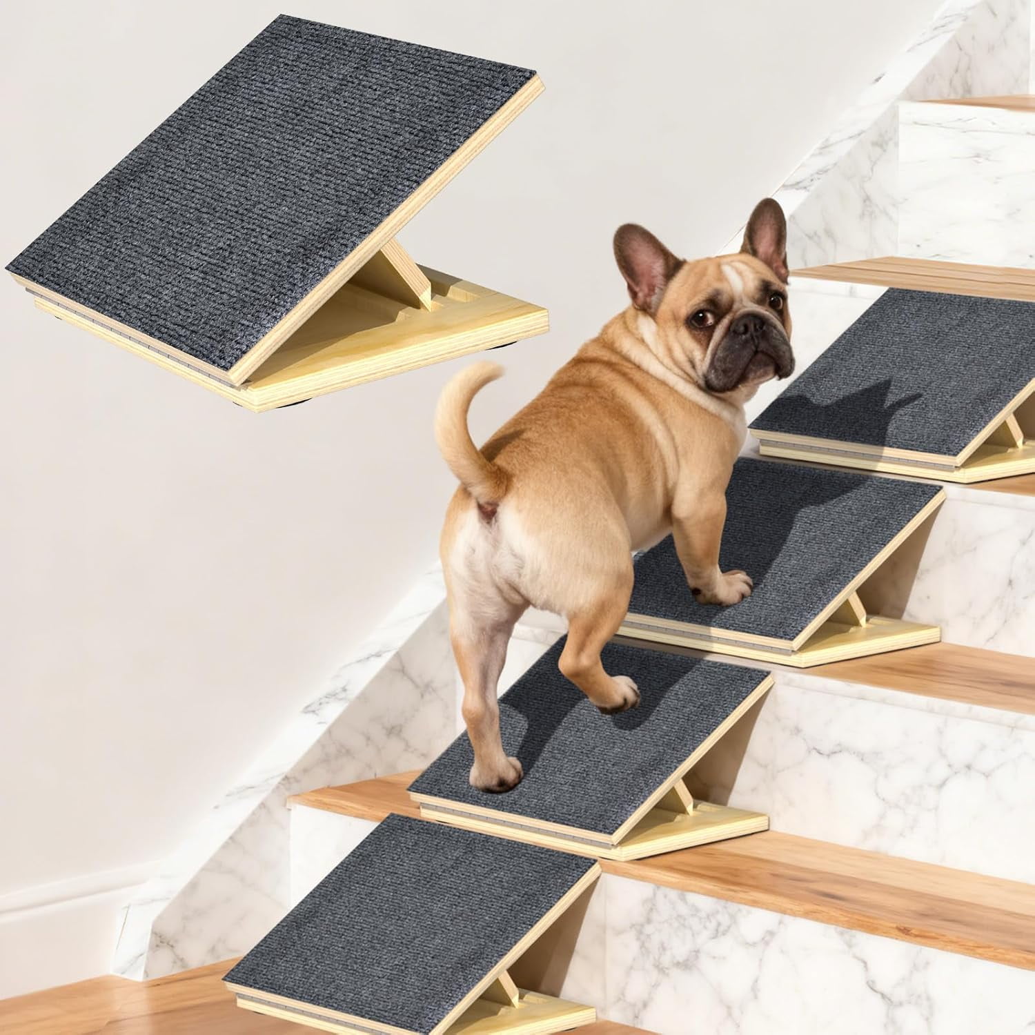 4 Ramps for Stairs, Adjustable Stair ramp for Dogs,Portable Stairs with ...