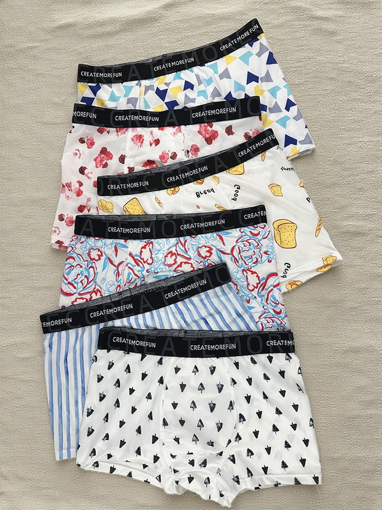 4 Randomly Selected from 7 Men's Boxers: “CREATE MORE FUN” Waist ...