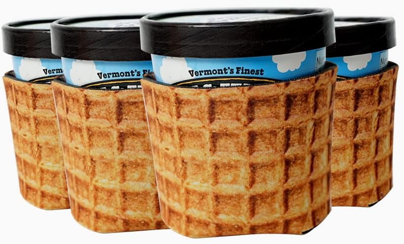 4 Realistic Waffle Cone Ice Cream Pint Sleeve. 4 Real Waffle Pre ...