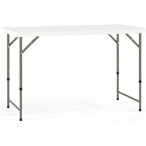4' Rectangular Plastic Folding Event Table with Adjustable Legs and ...